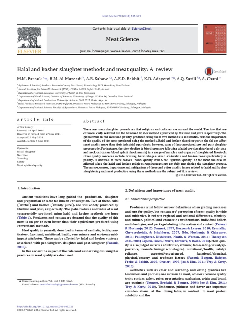 Halal and Kosher Slaughter | PDF | Animal Slaughter | Meat