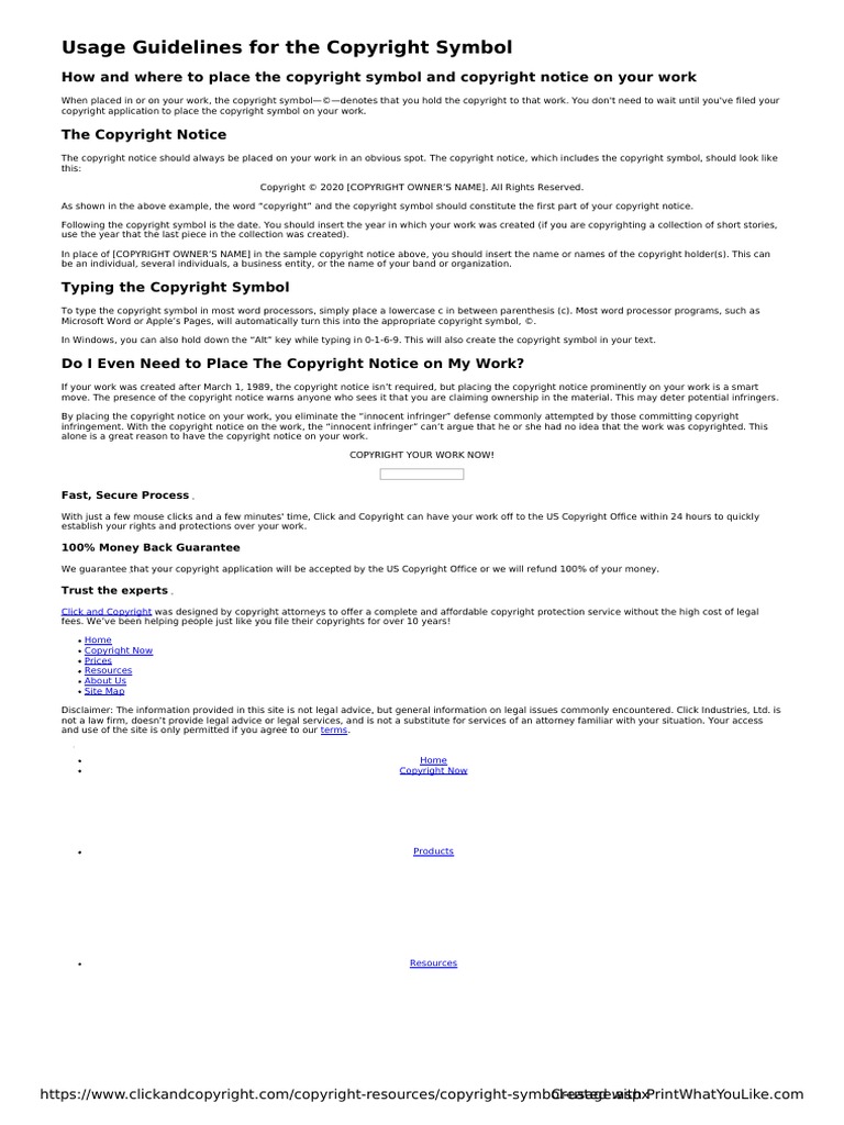 How and Where To Place The Copyright Symbol | PDF | Copyright Law Of ...