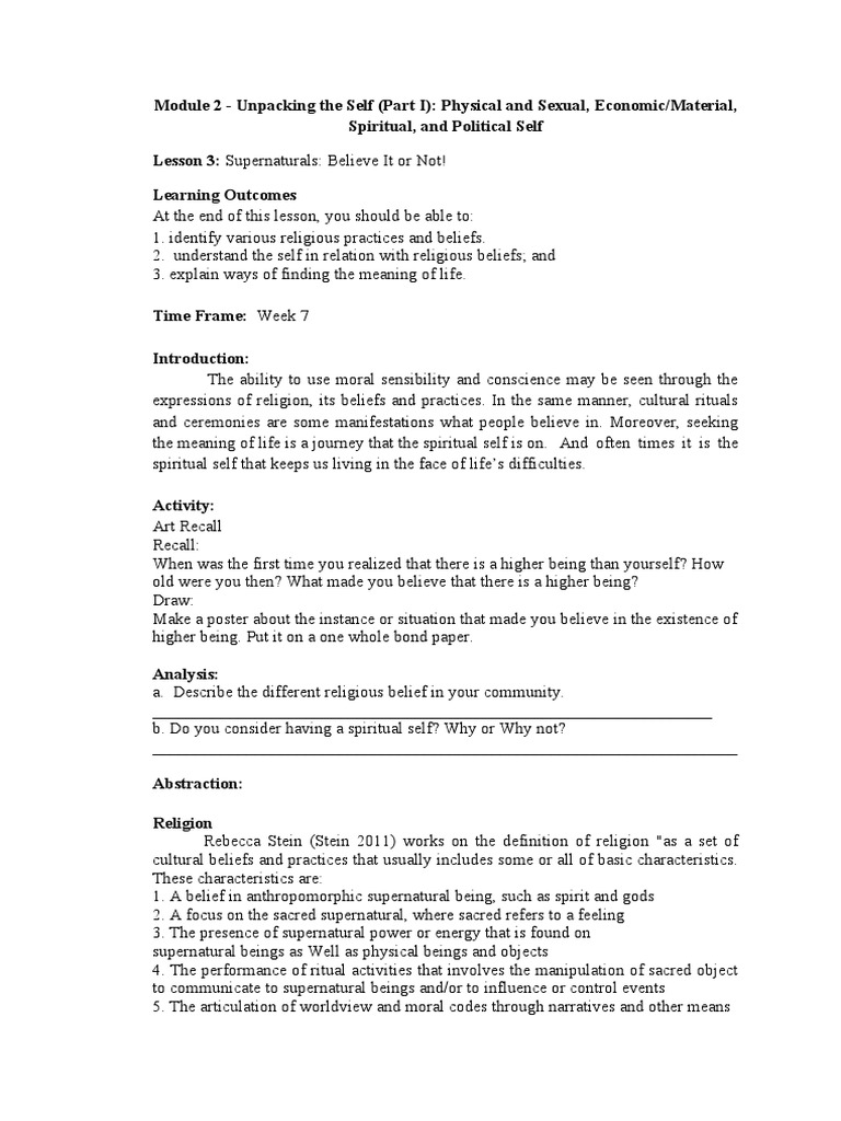 Understanding The Self Module 2 Lesson 3 | PDF | Hajj | Rituals