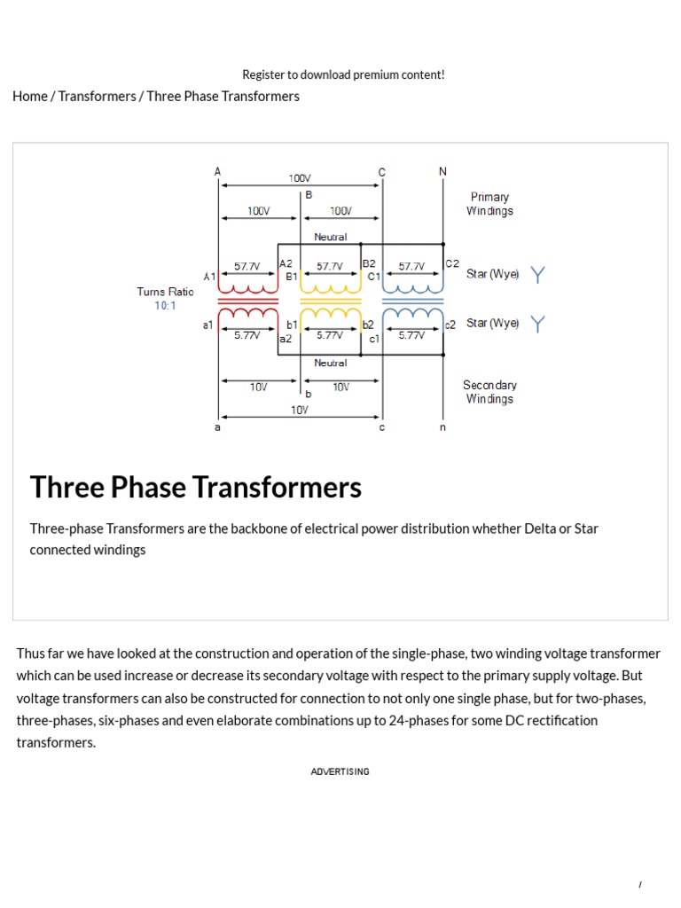 Three Phase Transformer Connections and Basics | PDF | Transformer ...