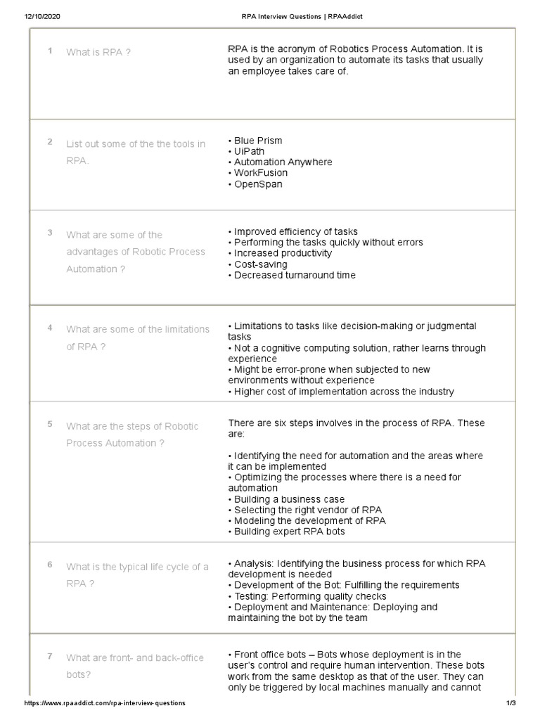 RPA Interview Questions and Insights | PDF | Internet Bot | Automation
