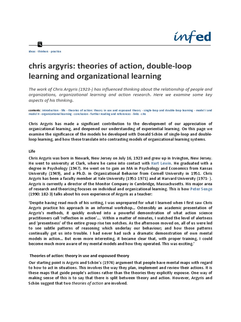 Chris Argyris: Theories of Action, Double Loop Learning and ...
