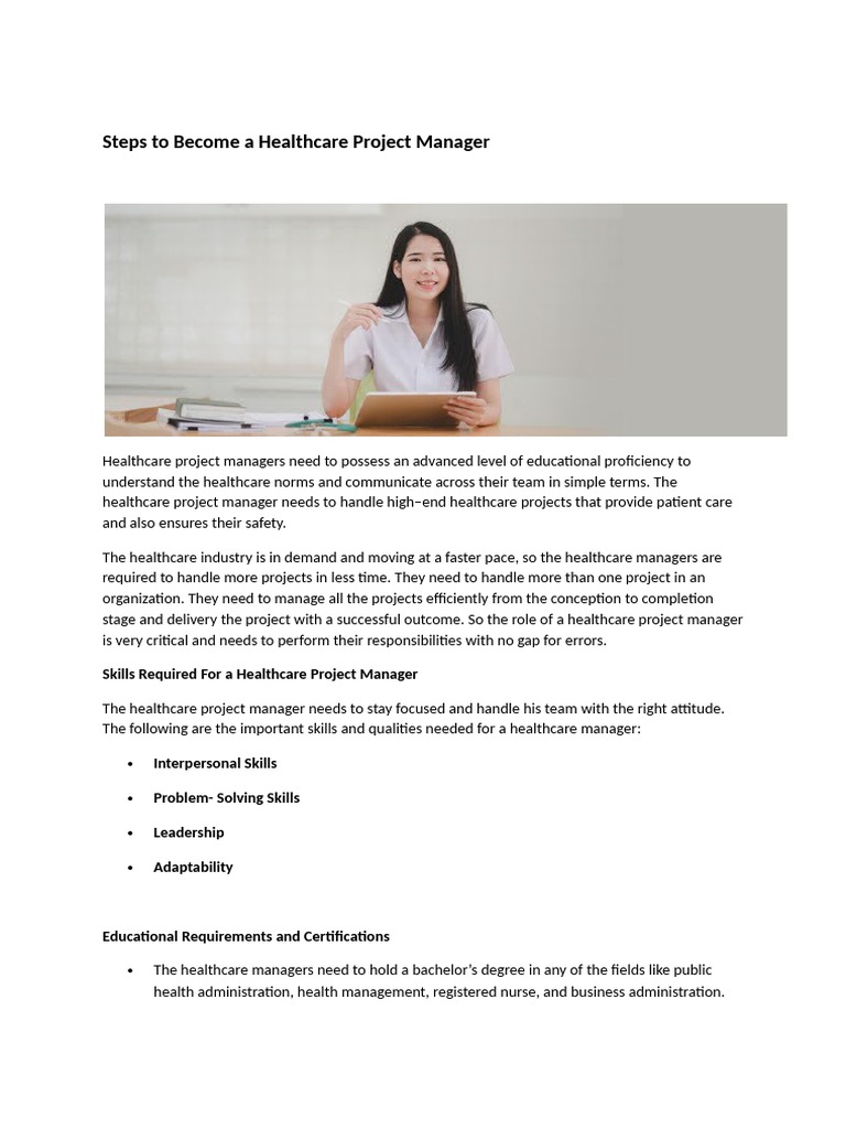 Steps To Become A Healthcare Project Manager | PDF | Project Management ...