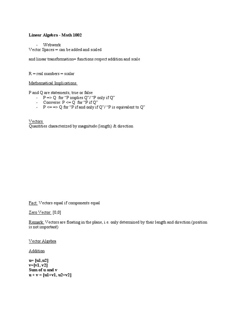 Math 1002 - Linear Algebra | PDF