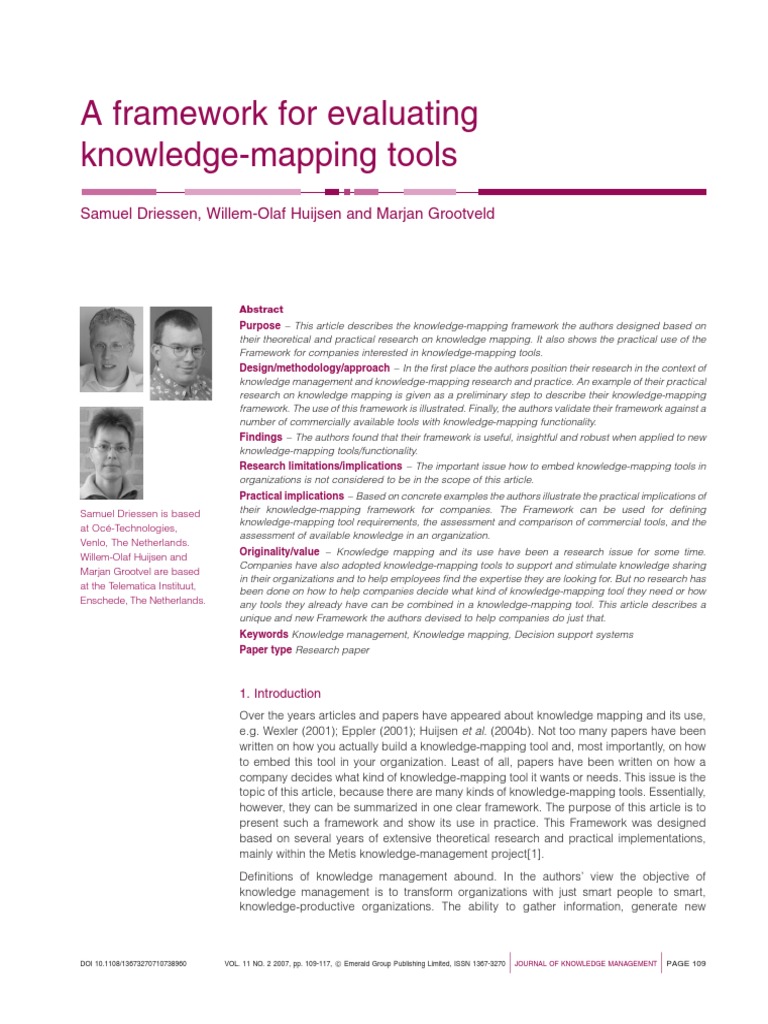 A Framework For Evaluating Knowledge-Mapping Tools | PDF | Knowledge ...