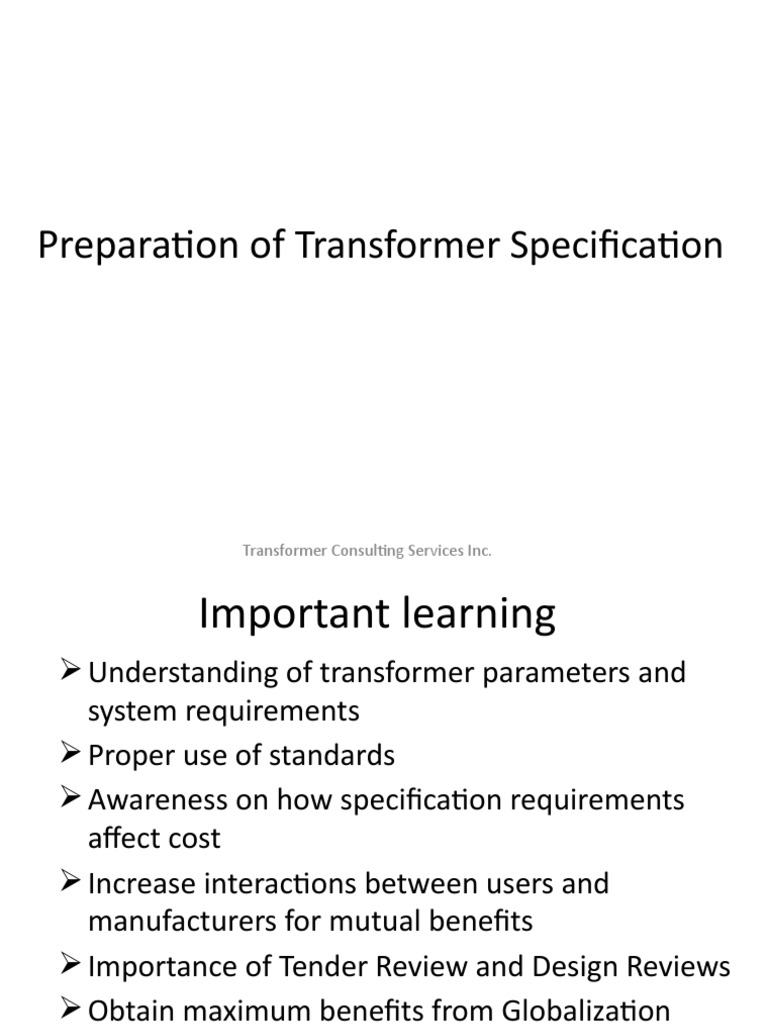 Preparation of Transformer Specification | PDF | Transformer ...