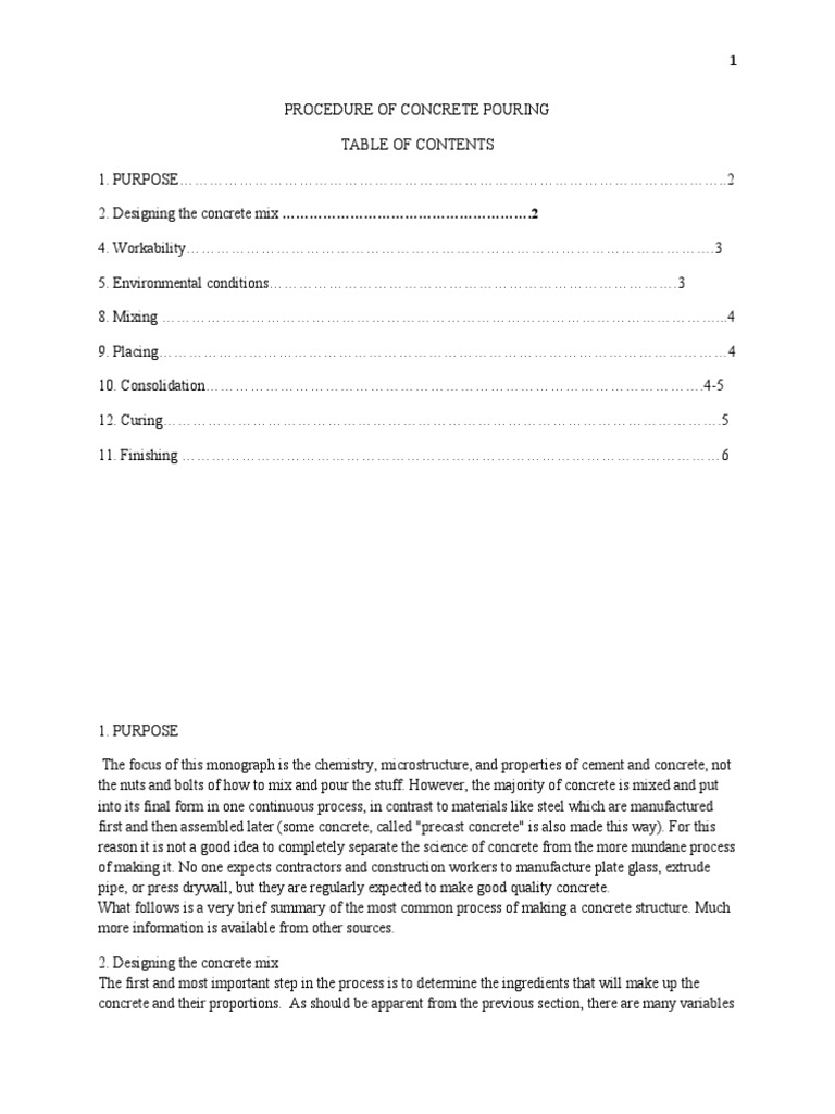 Procedure of Concrete Pouring | PDF | Concrete | Building Materials