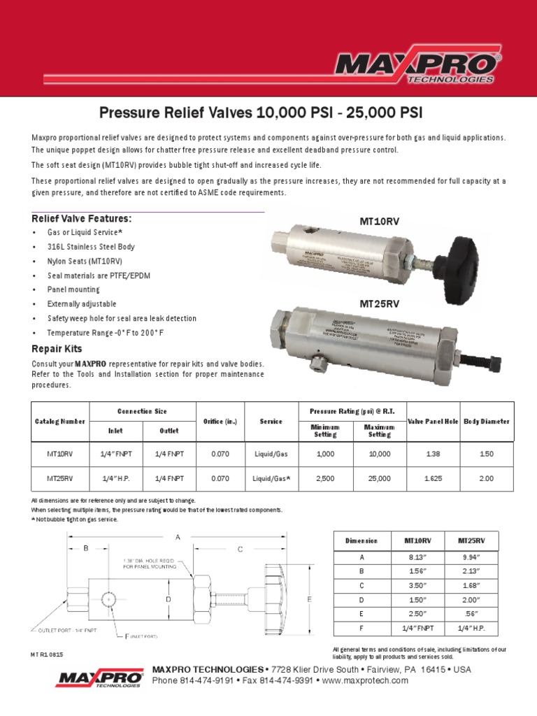 Relief Valves Flyer | PDF | Valve | Pressure