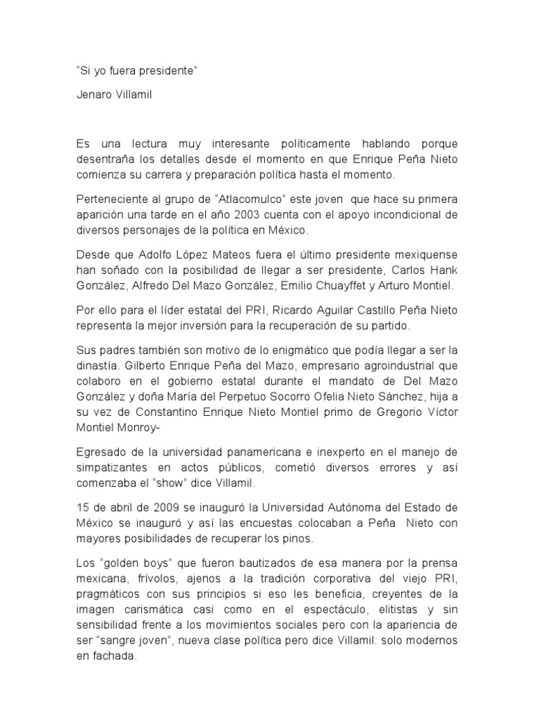 Si Yo Fuera Presidente | PDF | Enrique Peña Nieto | Partido ...