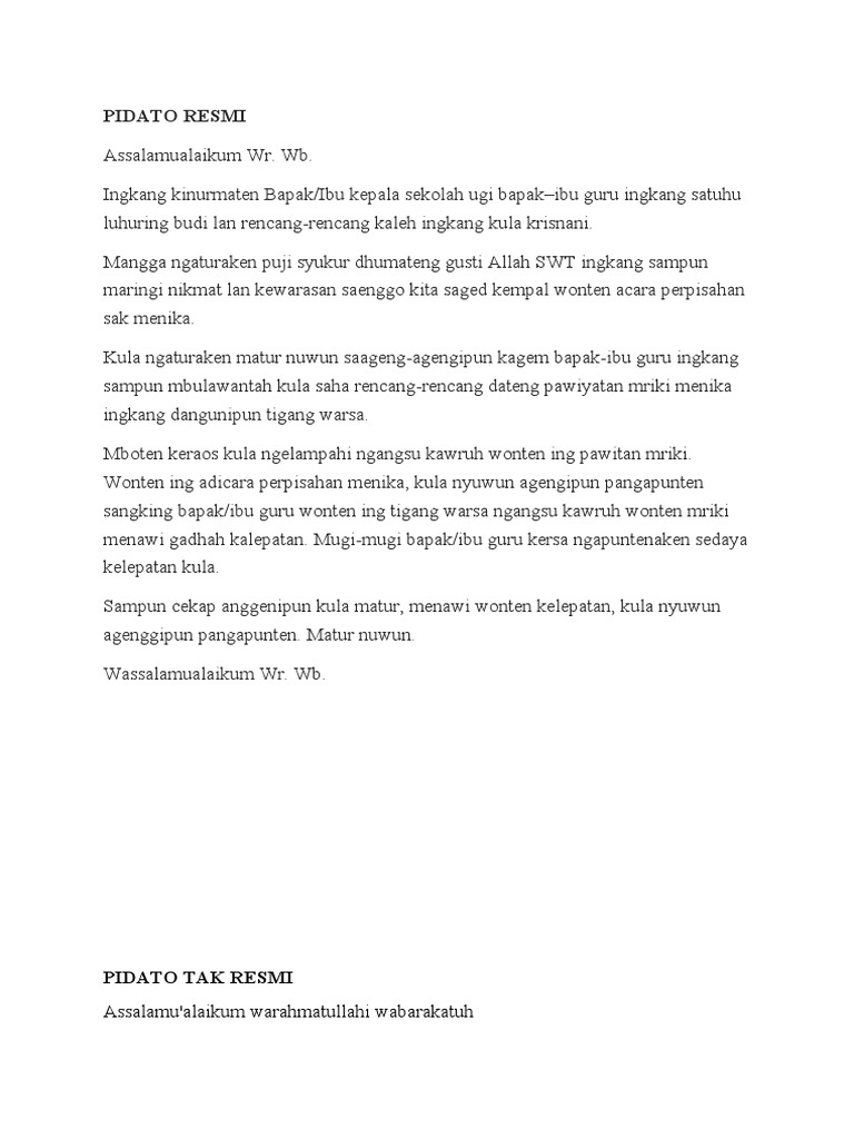 Pidato Resmi Tak Resmi | PDF