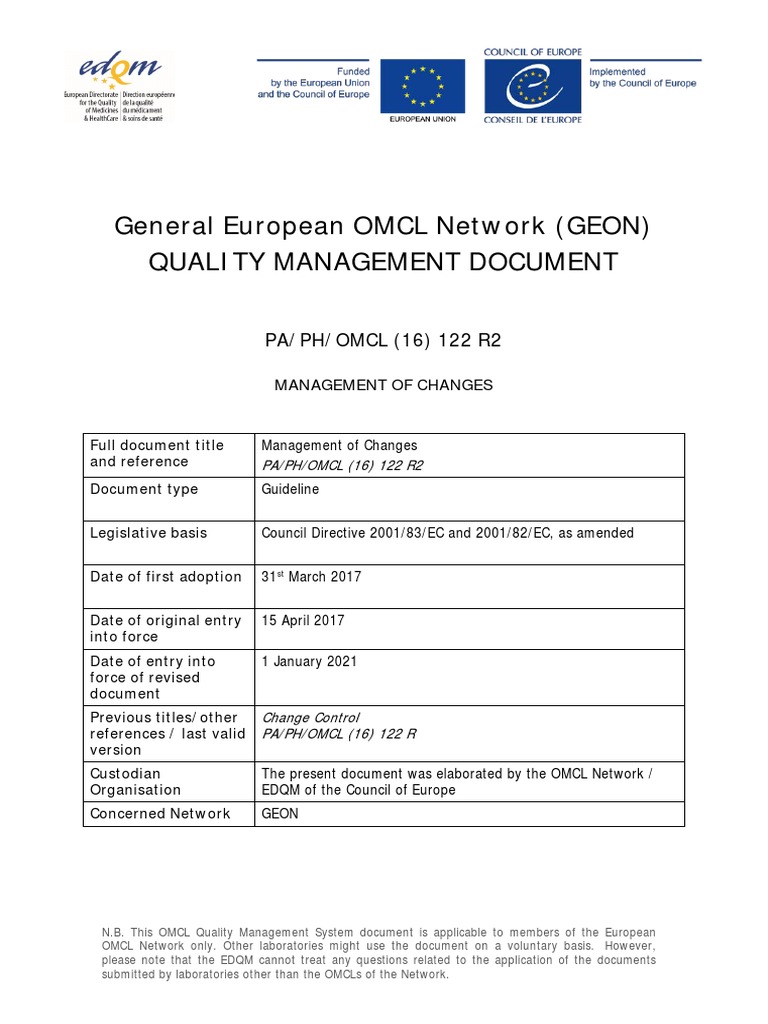 Omcl Management of Changes | PDF | Verification And Validation | Risk