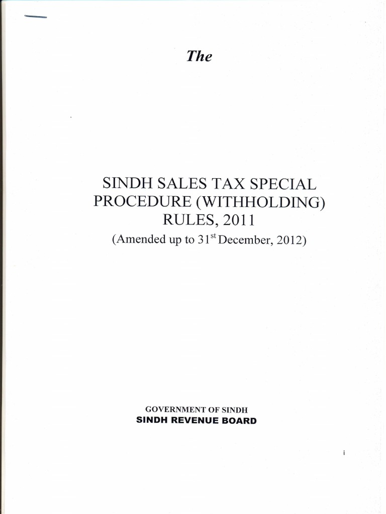 Sindh Sales Tax On Services Withholding Procedure | PDF