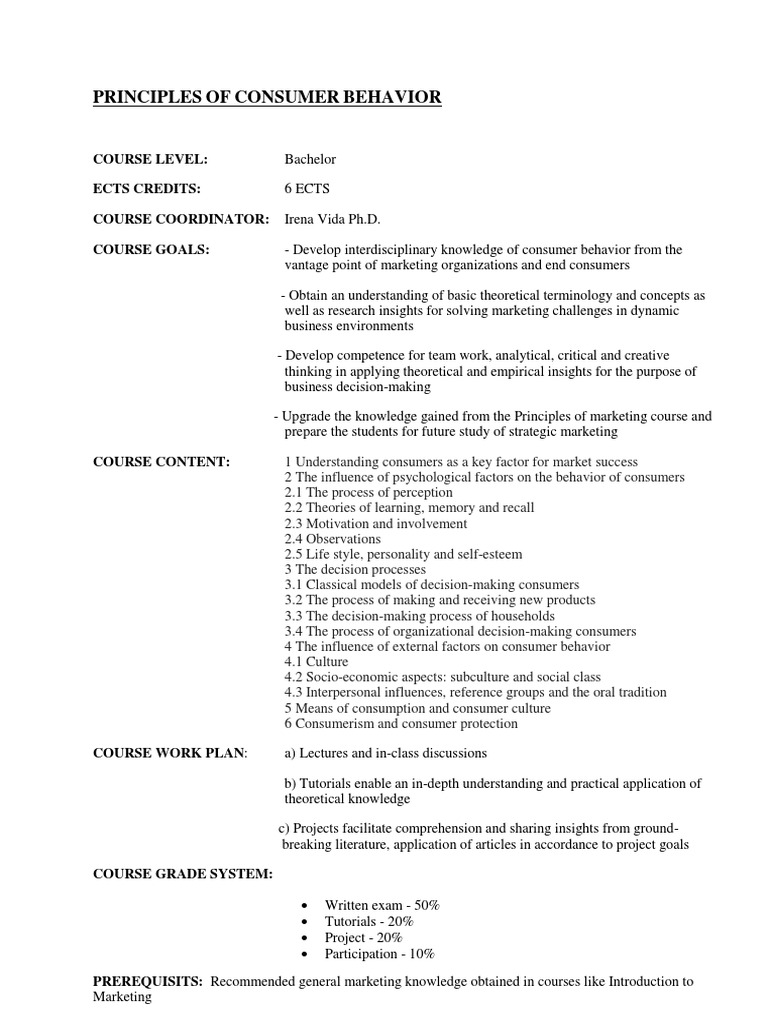 Principles of Consumer Behaviour | PDF | Consumer Behaviour | Consumerism