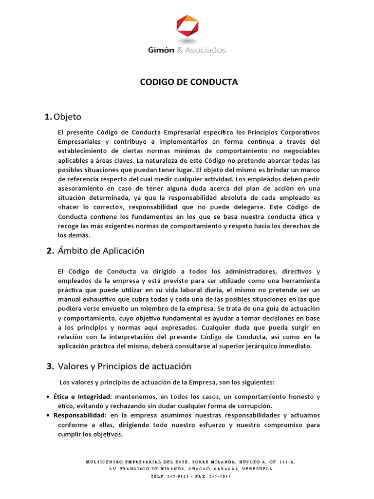Codigo de Conducta | PDF | Comportamiento | Empresas