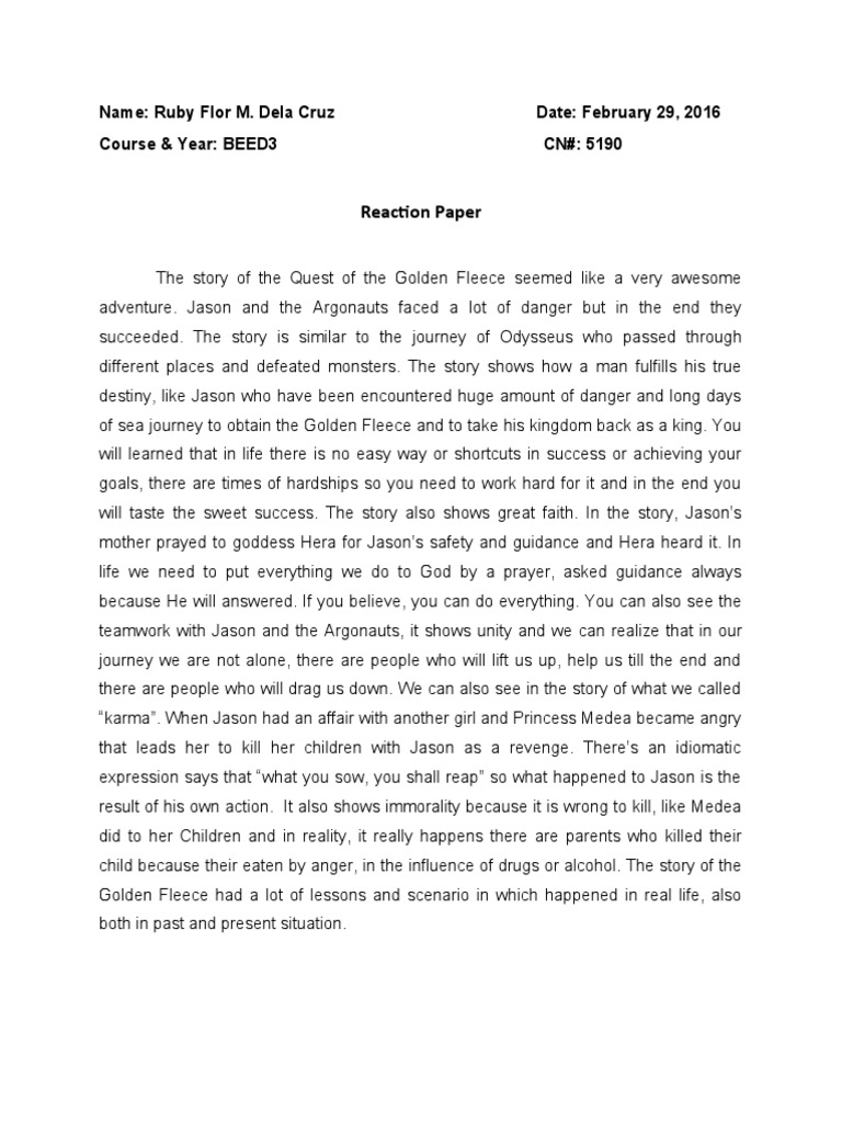 Lessons Learned from the Quest of the Golden Fleece: Hard Work ...