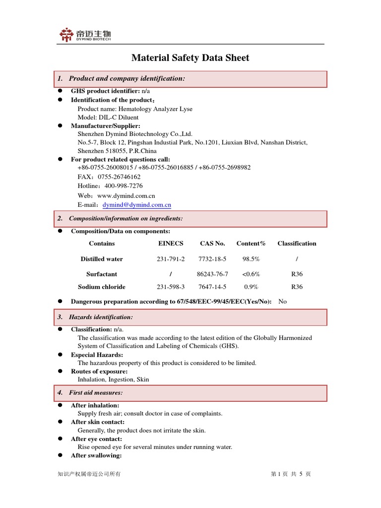 Material Safety Data Sheet of DIL-C Diluent | PDF | Physical Sciences ...