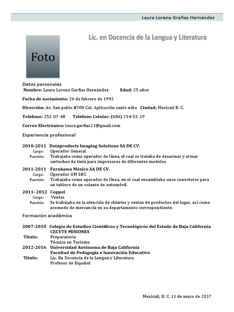 Curriculum-Vitae-Laura Lorena Garfias Hernández | PDF