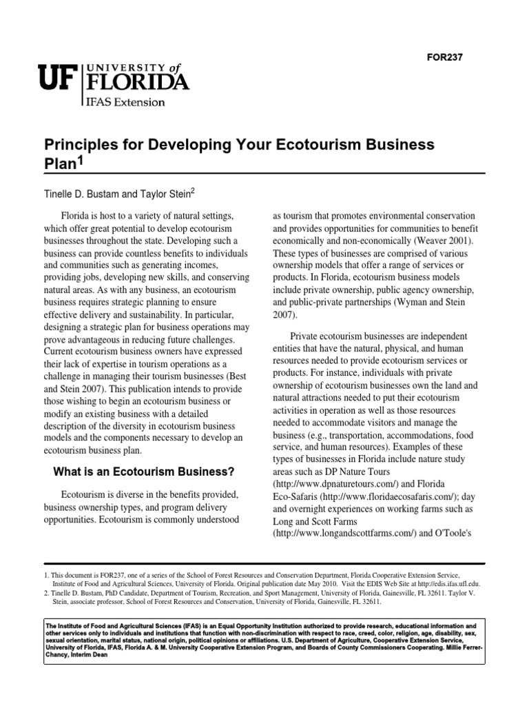 Ecotourism Business Plan Principles | PDF | Market Analysis | Market ...