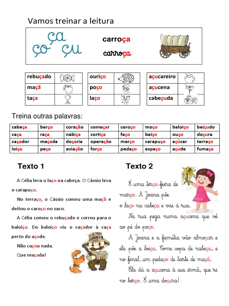 Vamos Treinar A Leitura Ça, Ço, Çu | PDF