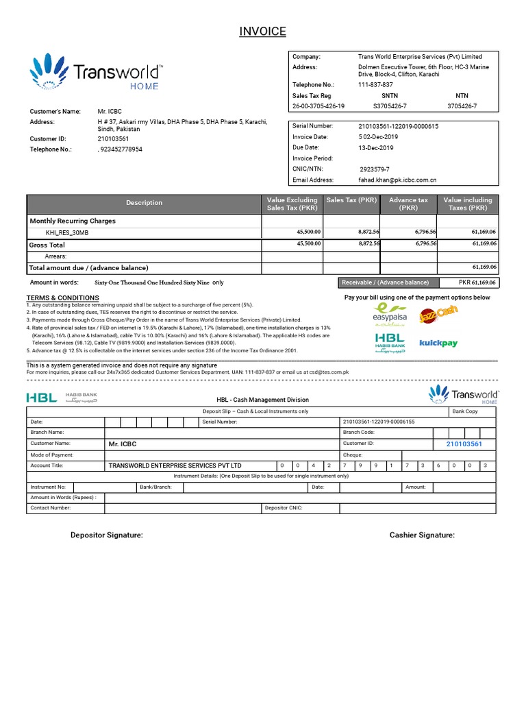 Invoice: Description Value Excluding Sales Tax (PKR) Sales Tax (PKR ...
