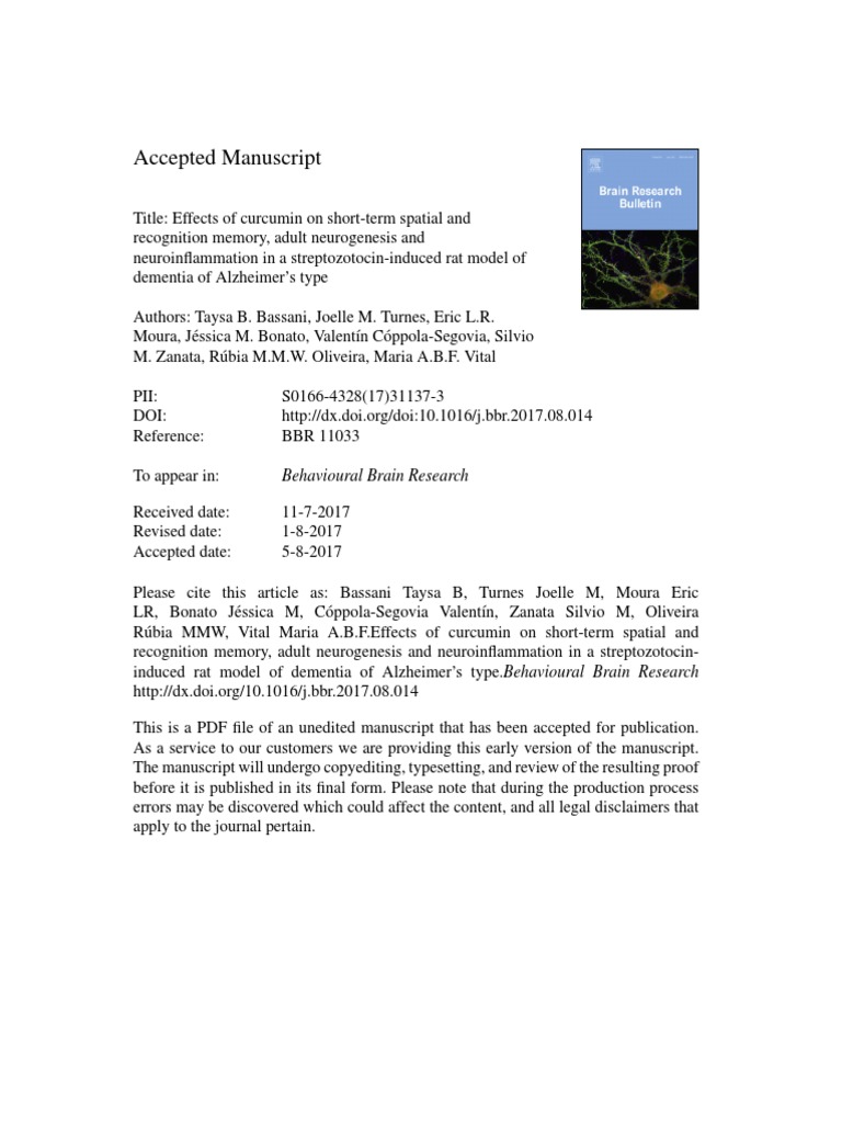 Accepted Manuscript: Behavioural Brain Research | PDF | Neurogenesis ...