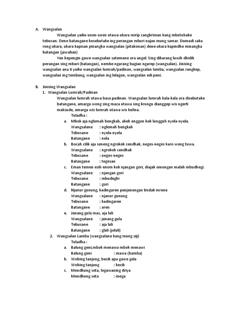Wangsalan (TUGAS REMED B.JAWA) | PDF
