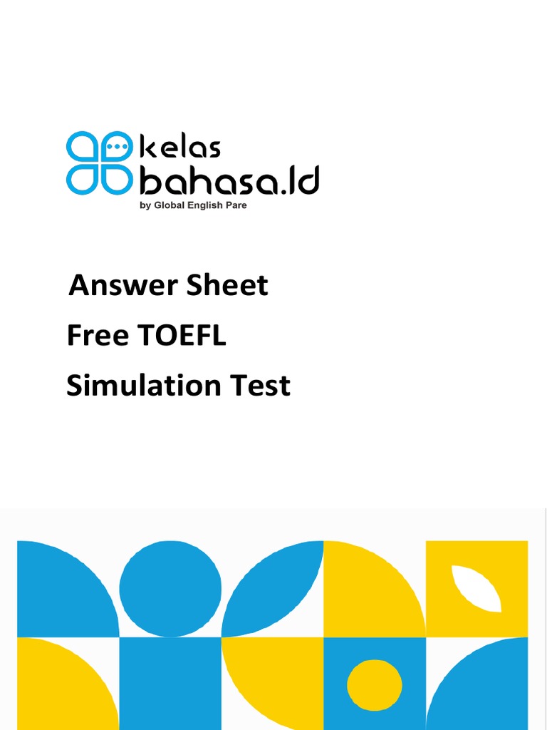 Answer Sheet Free Toefl Simulation Test | PDF