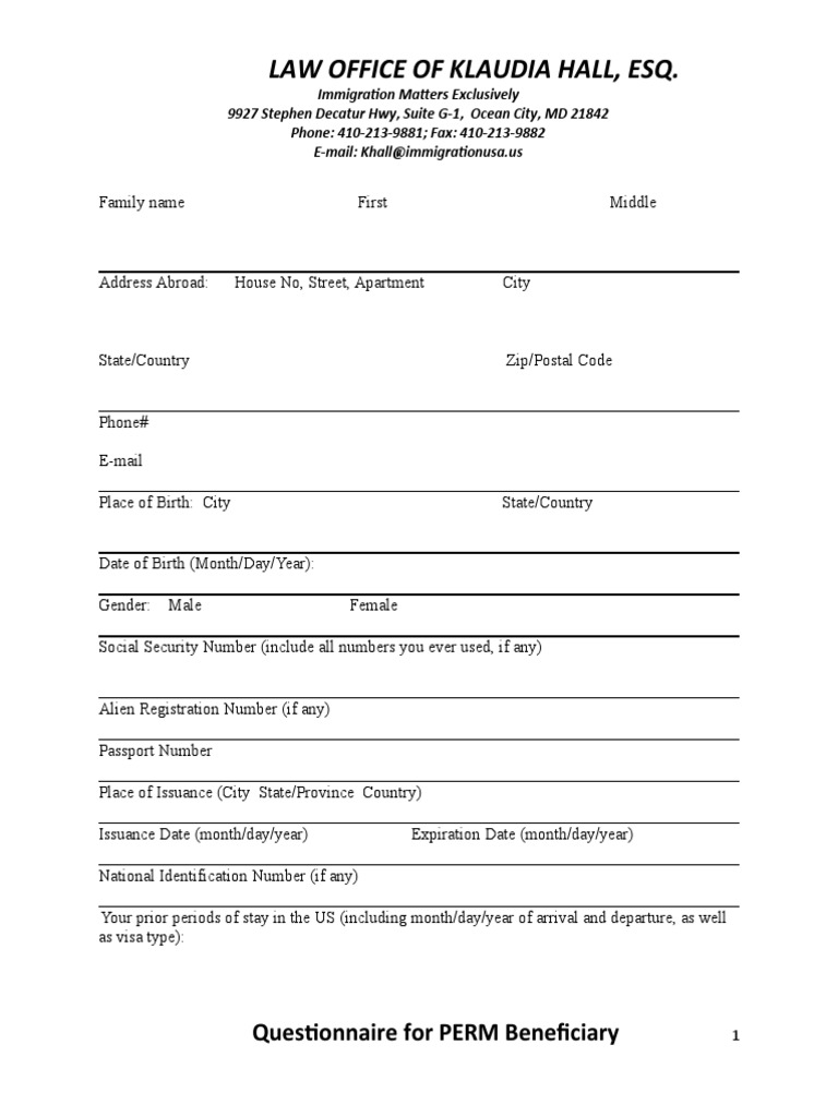 Questionnaire, PERM, Beneficiary | PDF | Crime & Violence | Crime Thriller