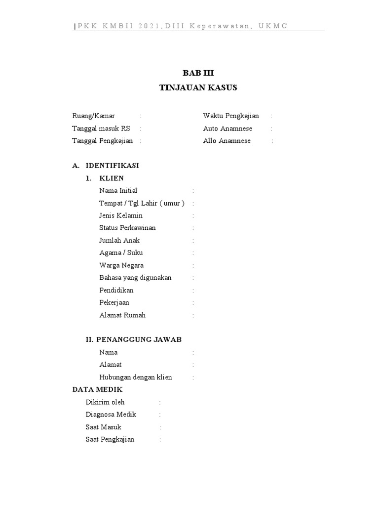 Format Pengkajian 11 Pola Gordon, d3 Kep, PKK KMB 2 | PDF