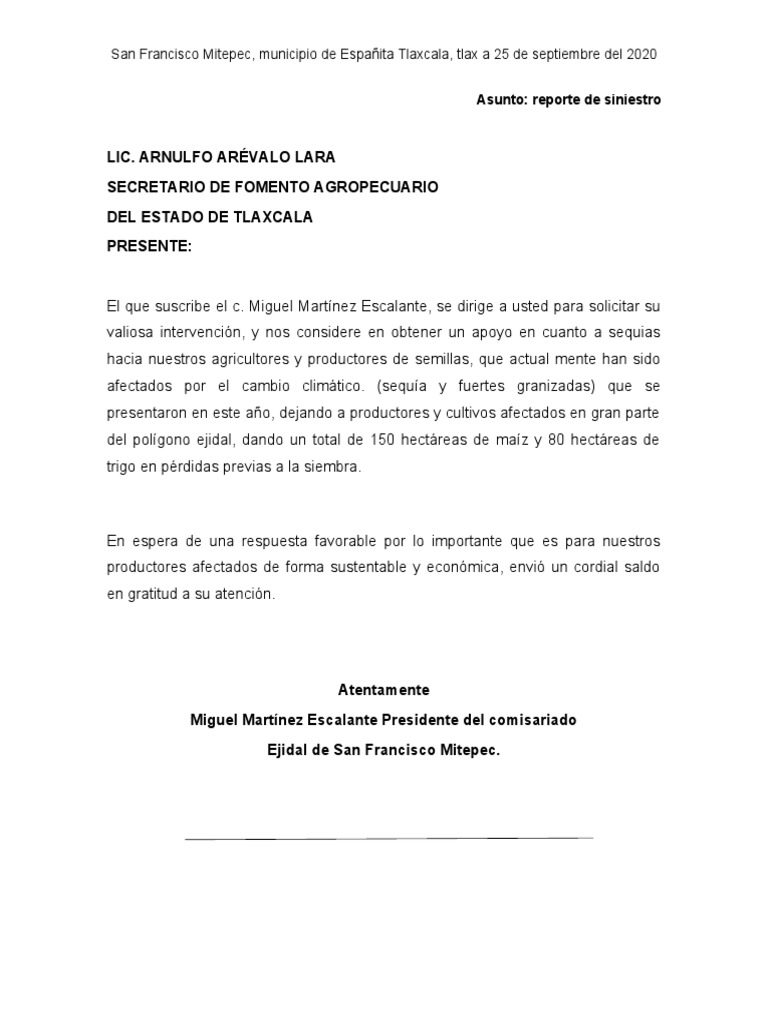 Solicitud de Apoyo | PDF