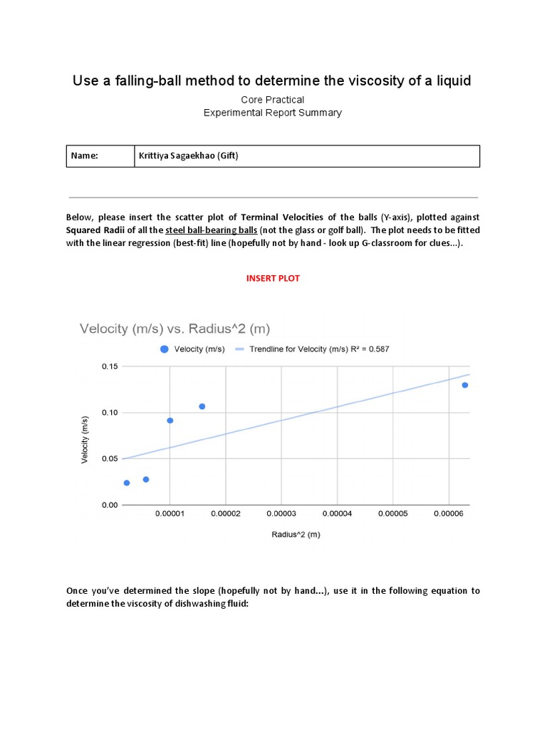 Physics 11 - Viscosity of Fluids Using Stokes Law | PDF | Viscosity ...