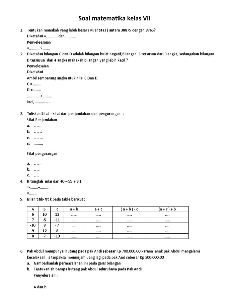 Bank Soal Kelas 7 Matematika 2 | PDF | Metode & Bahan Ajar