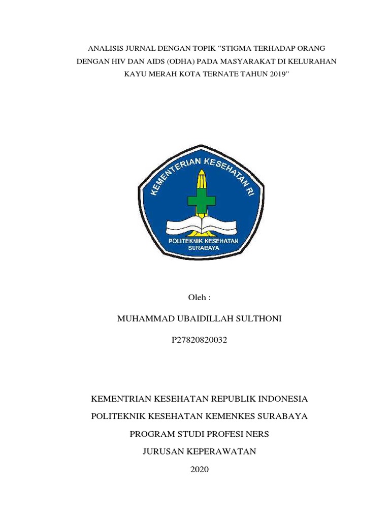 Analisis Jurnal Dengan Topik "Stigma Terhadap Orang Dengan Hiv Dan Aids ...