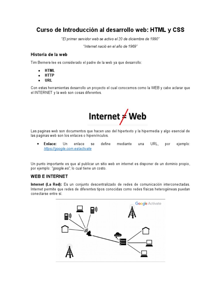 (Modulo 1) Curso de Introducción Al Desarrollo Web HTML y CSS | PDF | Red mundial | Internet y web