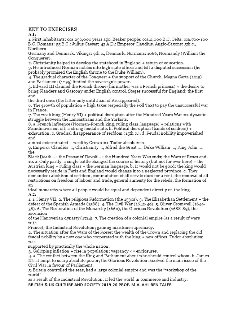 Key To Exercises, British | PDF | Ireland | United Kingdom