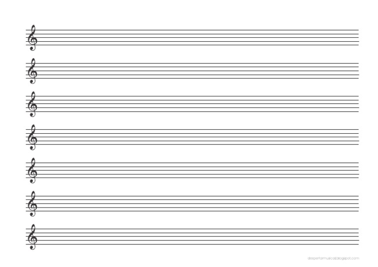 7 Pentagramas en A4 Apaisado Con Clave de Sol | PDF