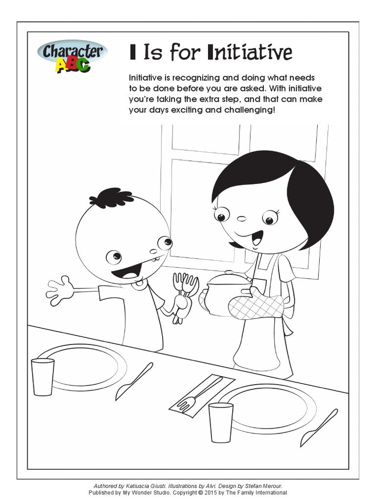Character ABC - I Is For Initiative - Coloring Page | PDF | Self ...