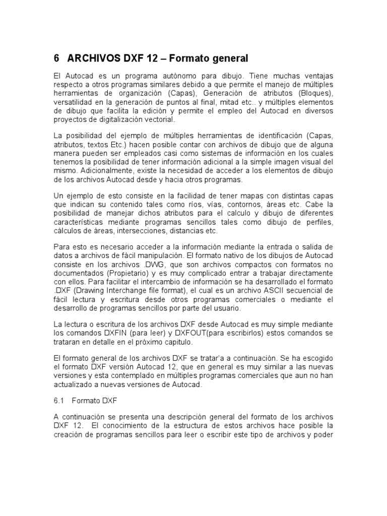 Formato General Archivos DXF (Autocad) | PDF