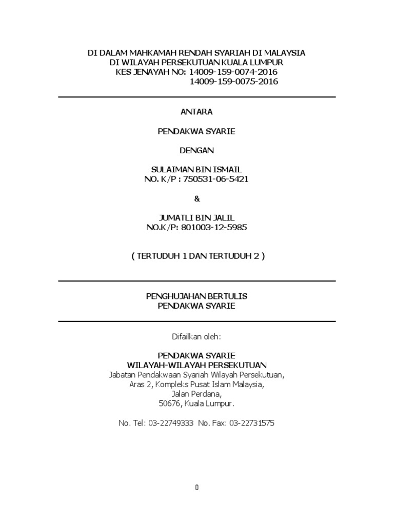 Sample Hujah Pendakwaan | PDF