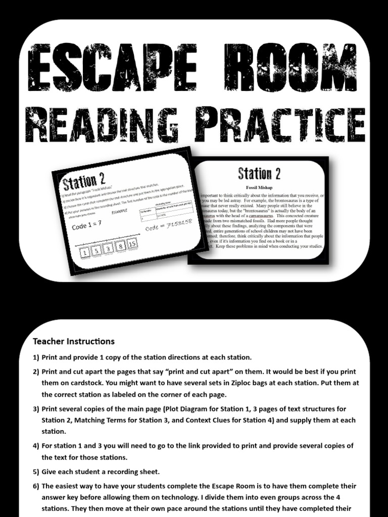 Escape Room Reading | PDF