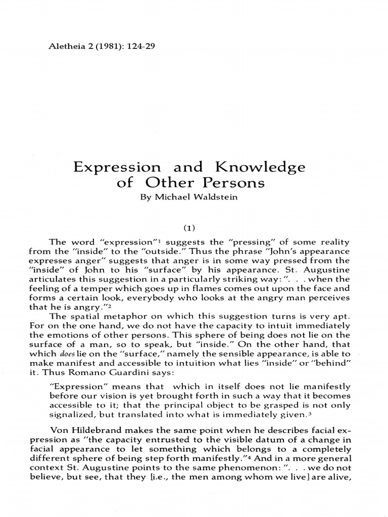 1981 Waldstein Expression | PDF | Anger | Analogy