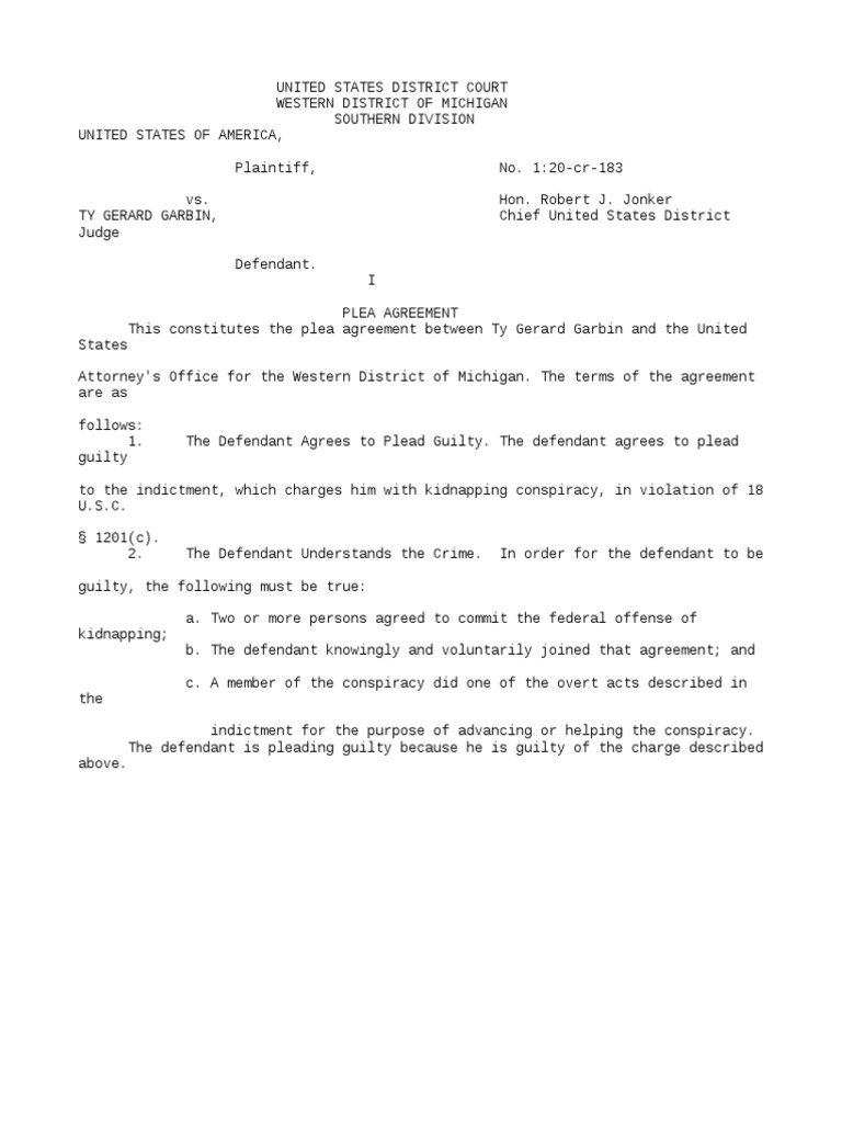Ty Garbin Plea Agreement | PDF | Asset Forfeiture | United States ...