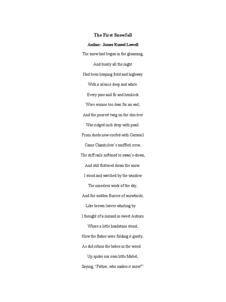 The First Snowfall Poem - James Russel Lowell-3 | PDF