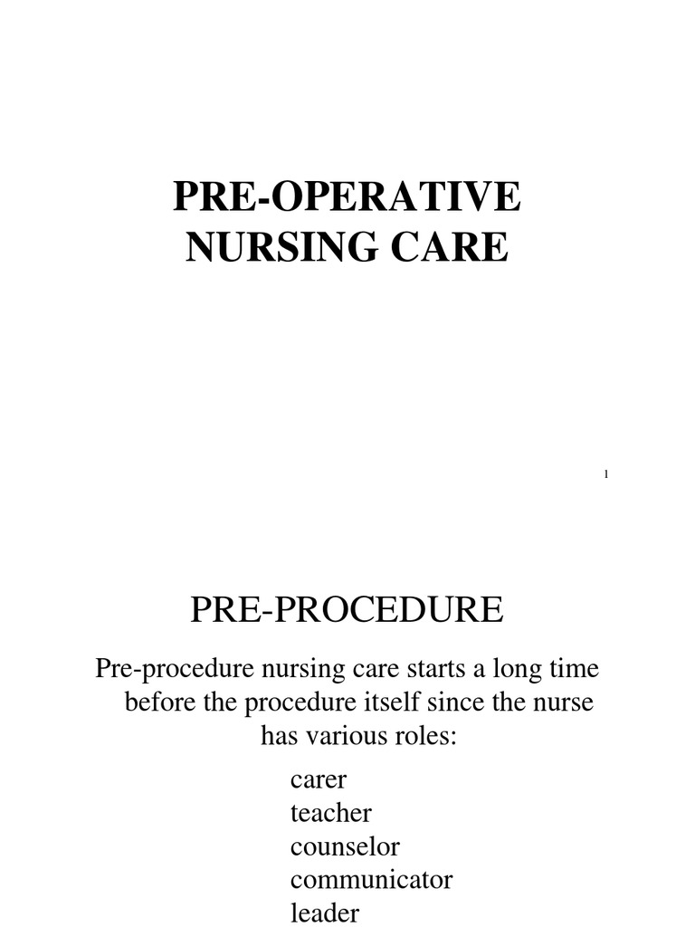 Pre Op Nursing | PDF | Nursing | Patient
