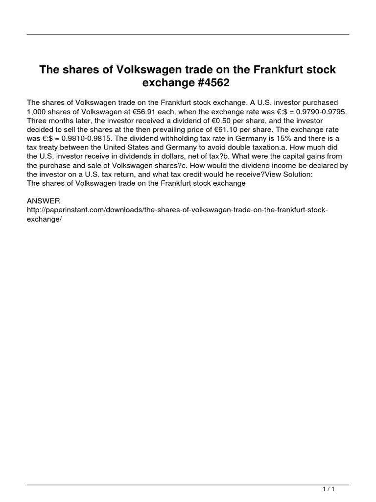 VW Stock Investment Analysis | PDF