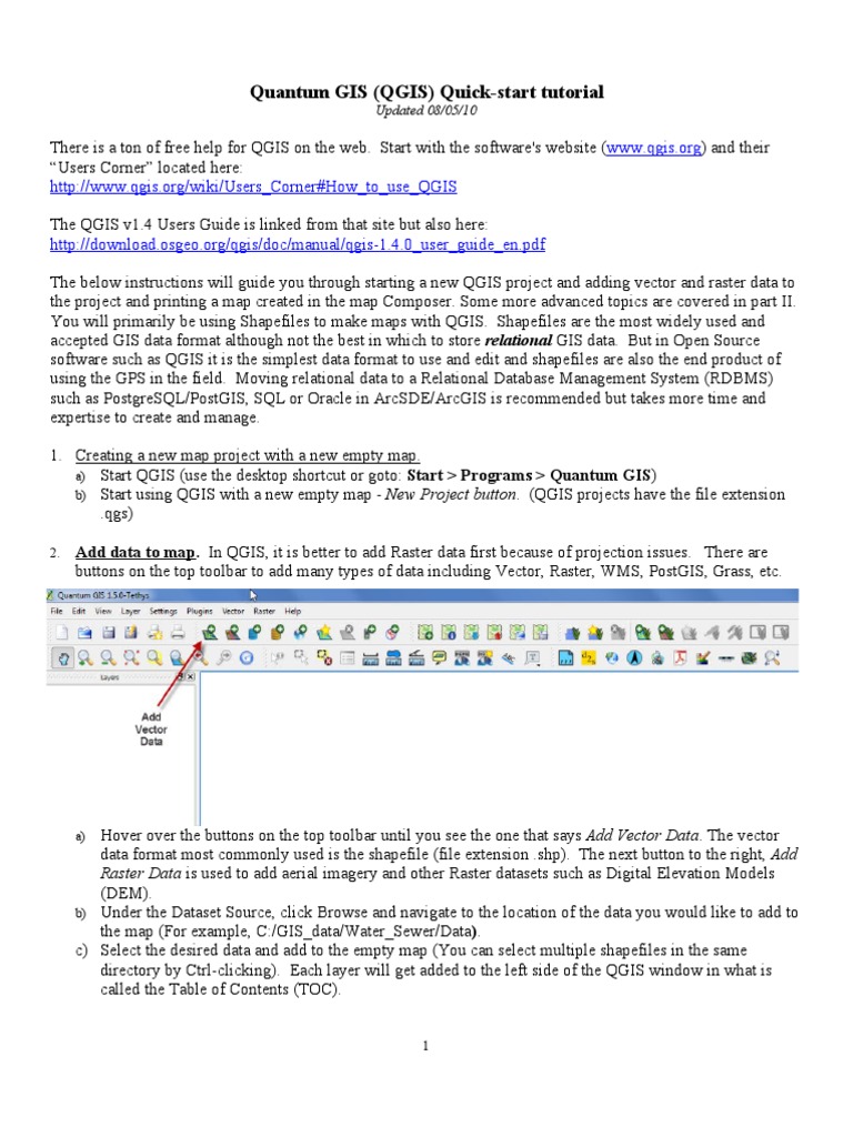 Quick-Start QGIS Tutorial | PDF | Data Management | Data