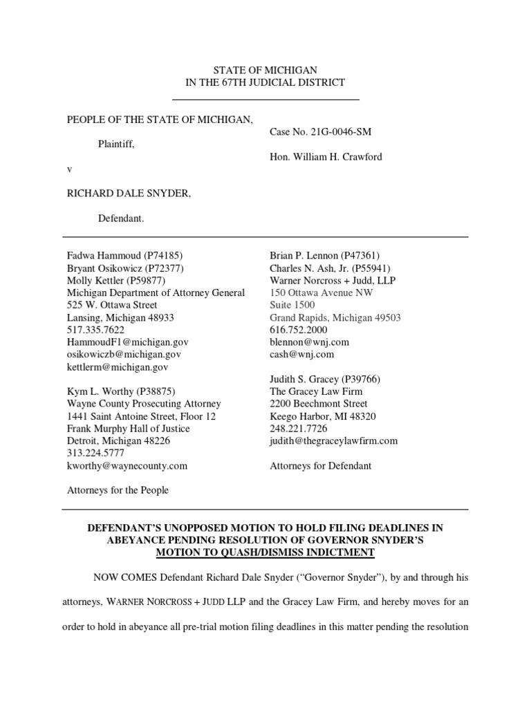 Snyder Unopposed Motion | PDF | Grand Jury | Law