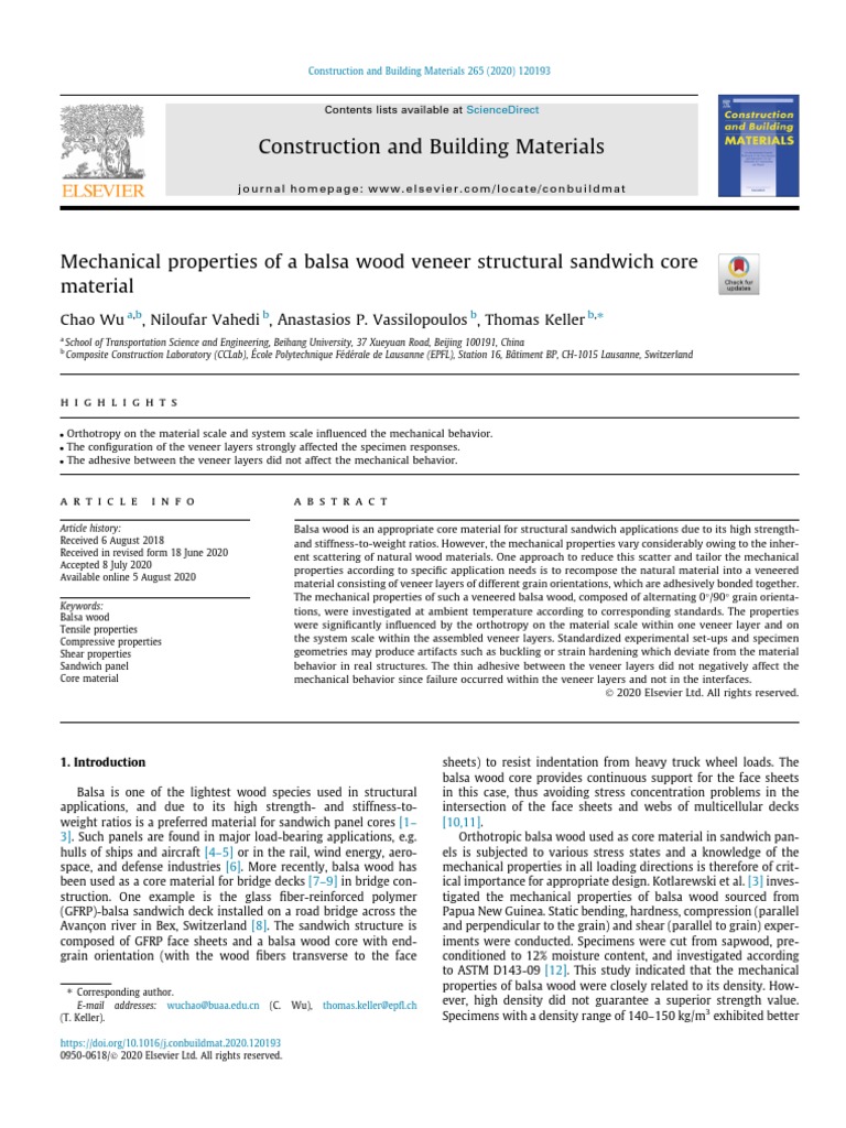 Balsa Wood Mechanical Properties Analysis | PDF | Strength Of Materials ...
