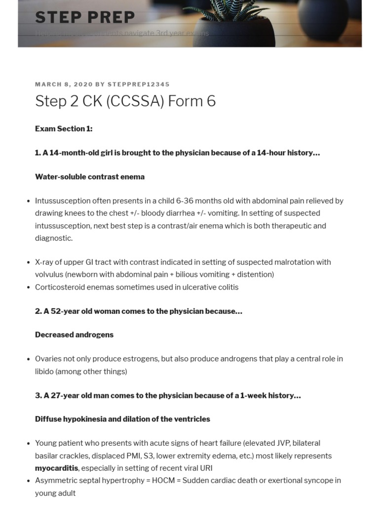Step 2 CK (CCSSA) Form 6 - Step Prep | PDF | Urinary Incontinence ...