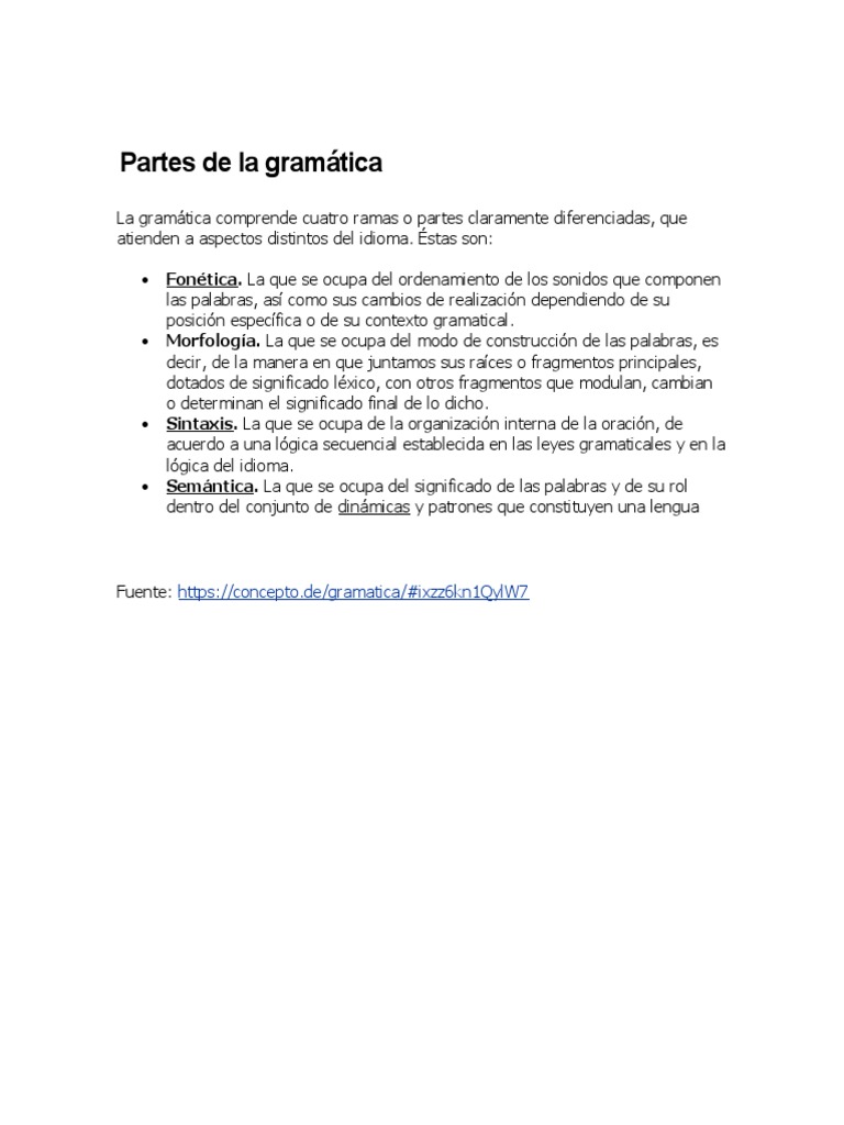 Partes de La Gramática | PDF